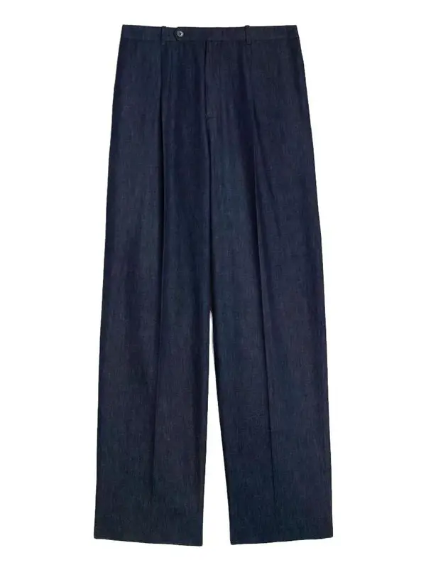 JIL SANDER Relaxed-fit Lightweight-cotton-chambray Trousers With Front Pleats - Blue