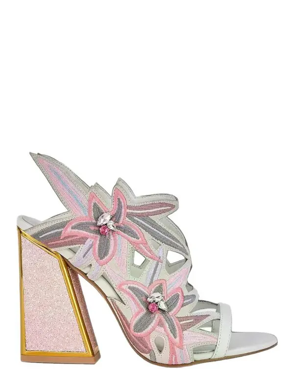 KAT MACONIE Diva Dee Floral-embroidered Sandals - White