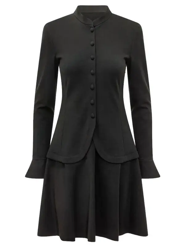 Emporio Armani Unlined Dress In Stretch Viscose With Covered Buttons - Black