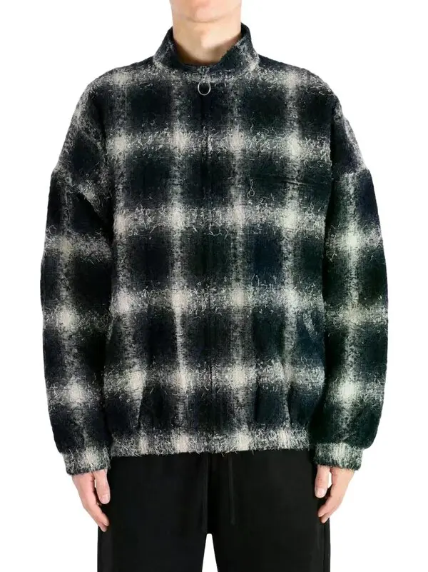 KOZABURO Check-pattern Zip-up Jacket - Black