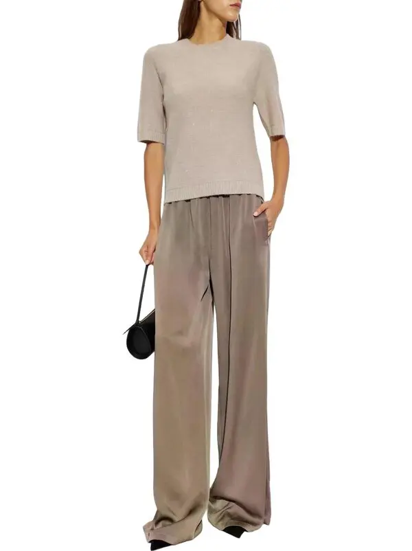 Fabiana Filippi Satin-finish Wide-leg Trousers - Brown