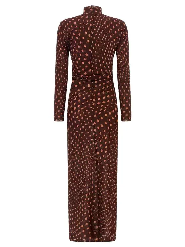 Stella McCartney Polka Dot Mesh Long Dress - Red