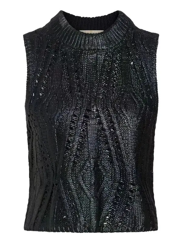 MARIE OLIVER Mcguire Open-knit Sleeveless Top - Black
