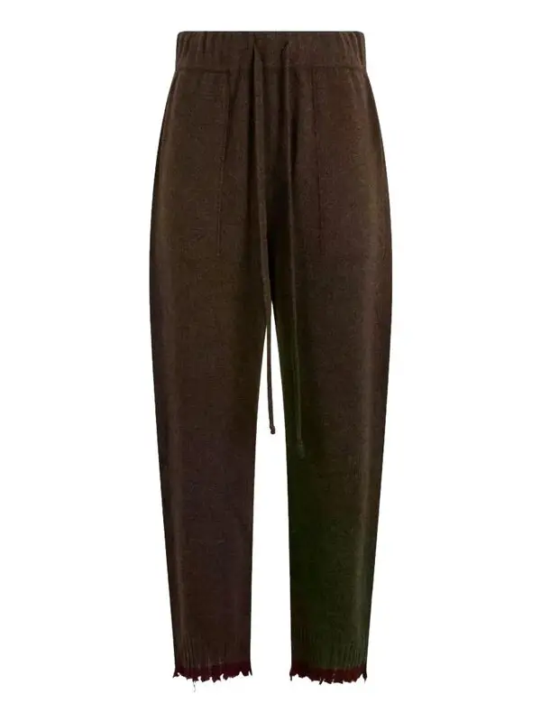 UMA WANG Drawstring Frayed-edge Trousers - Brown