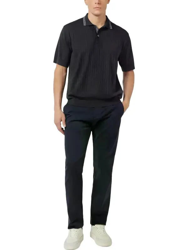 Paul & Shark Ribbed Striped-detail Polo Shirt - Blue