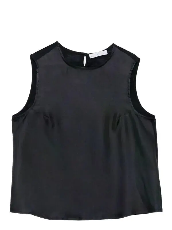 WHYCI Satin-finish Sleeveless Blouse - Blue