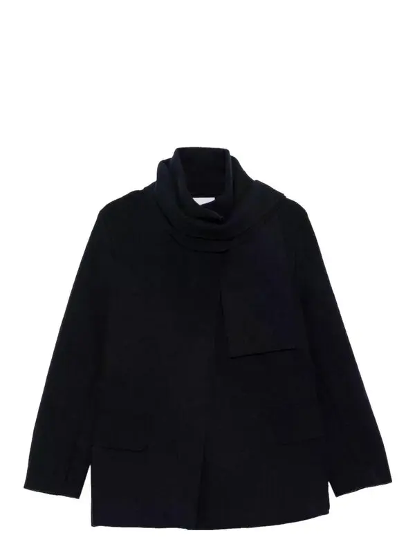 WHYCI Scarf-detail Flap-pocket Coat - Blue