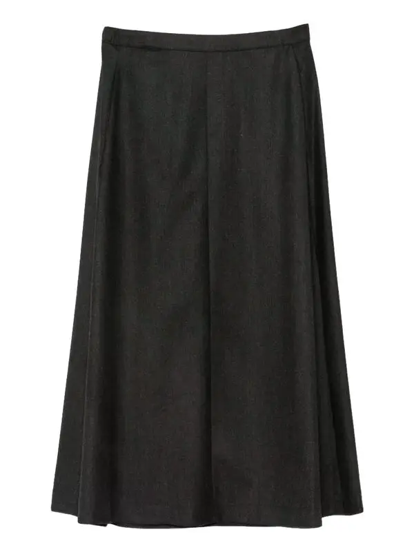 WHYCI Elasticated-waist Flared Midi Skirt - Grey