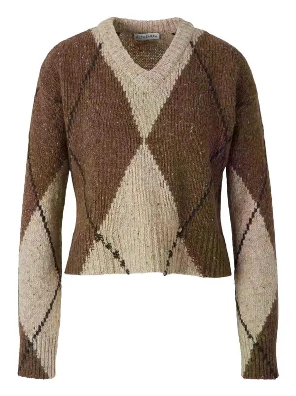 Altuzarra Parish Argyle-knit V-neck Sweater - Brown