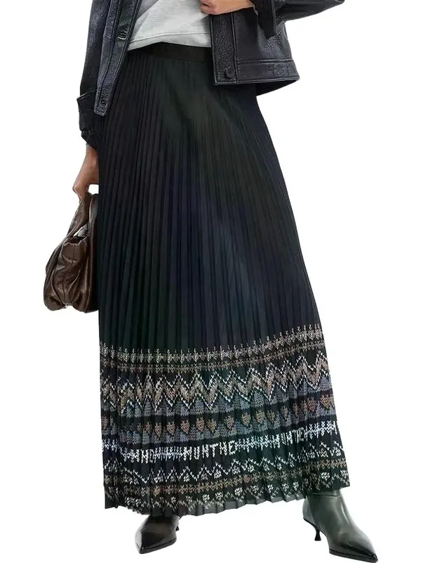 Munthe Taulla Pleated Long Skirt - Black