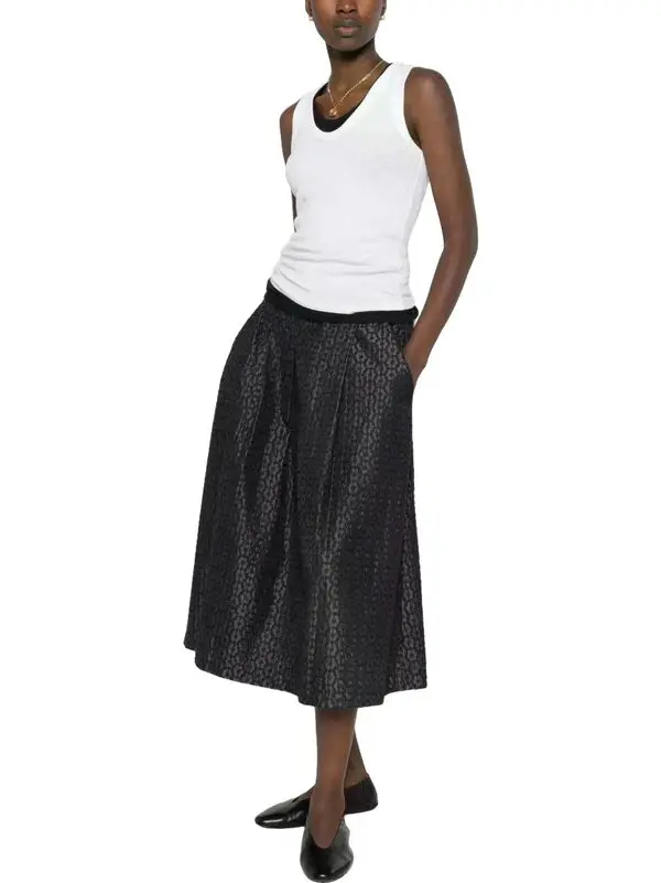 WHYCI Jacquard-woven Pleated Midi Skirt - Black