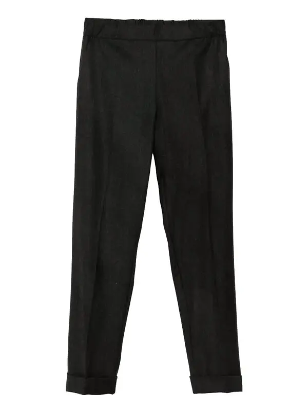 WHYCI Pressed-crease Turned-up Trousers - Black