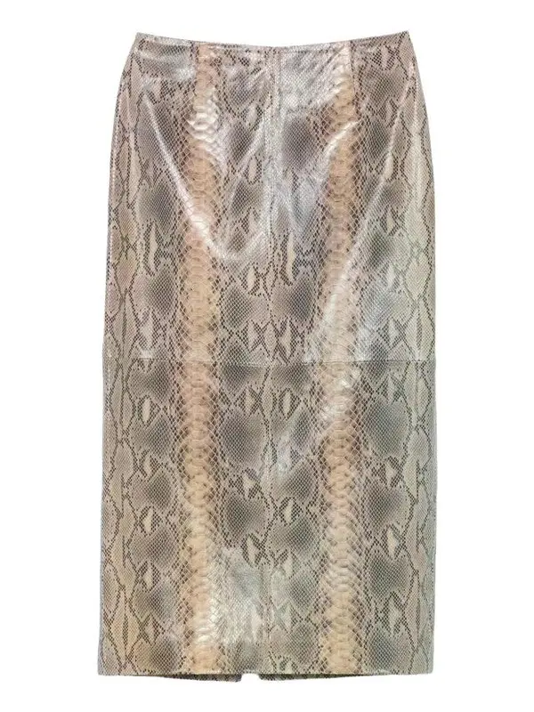 DUCIE Chloe Python-print Midi Skirt - Brown