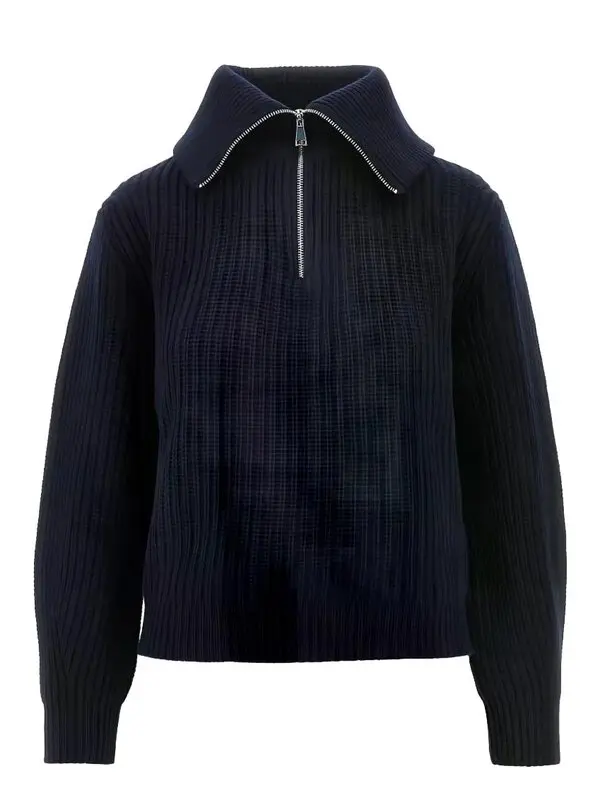 Max Mara Wool Zip-up Roll-neck Jumper Navy - Blue
