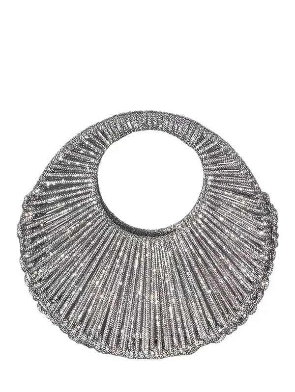 HIBOURAMA Jaya Crystal-embellished Woven Clutch Bag - Silver