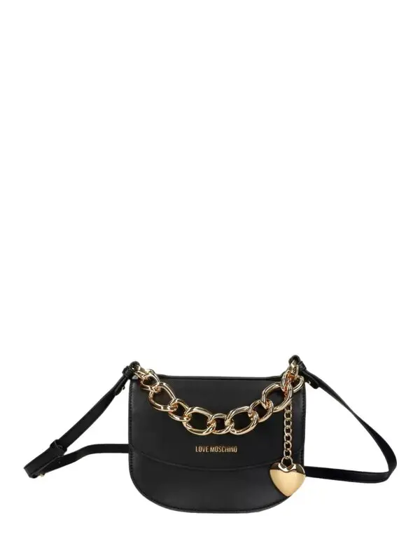 Moschino Chain-link Heart-charm Cross Body Bag - Black