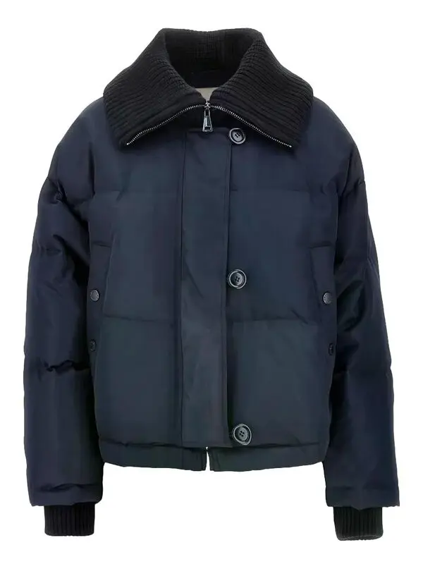 Max Mara Water-repellent Technical Twill Down Jacket Navy - Blue