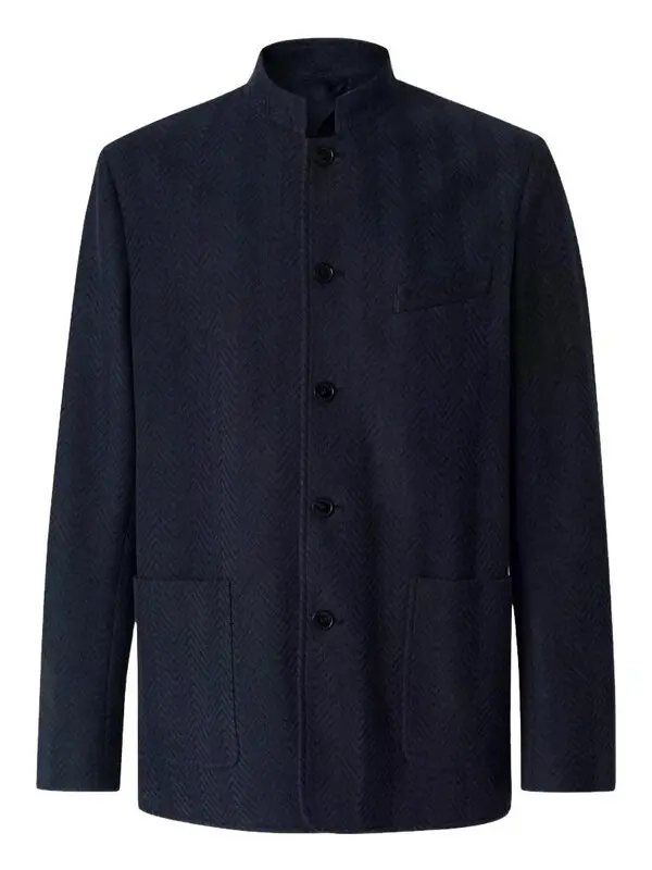 Missoni Tone-on-tone Chevron Cotton And Viscose Jacket - Blue