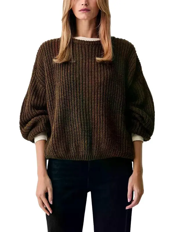 American Vintage Ribbed-knit Logo-patch Sweater - Brown