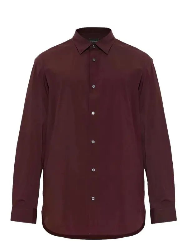 Emporio Armani Regular-fit Shirt In Stretch Fabric - Red