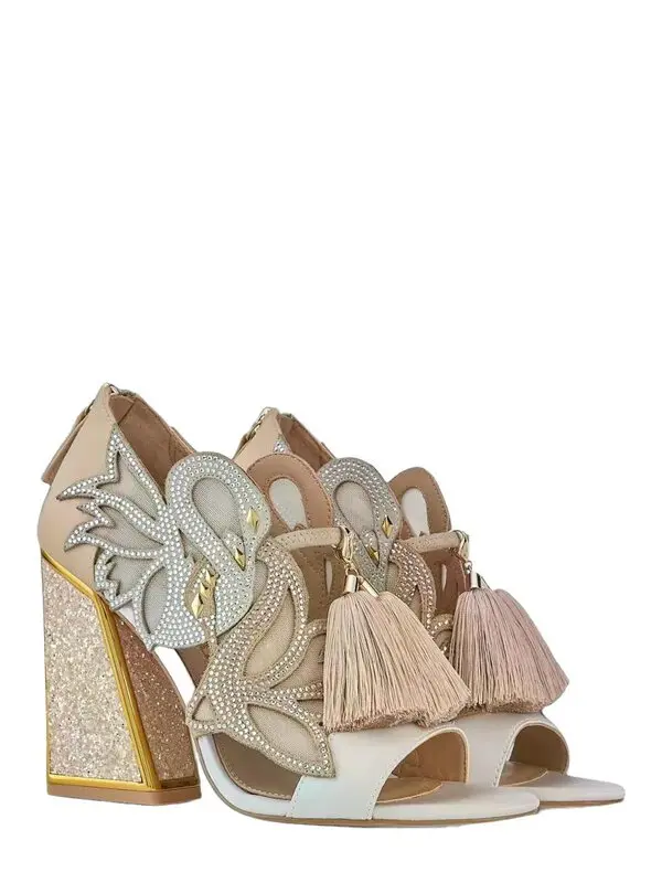 KAT MACONIE Aya Anch Crystal-embellished Sandals - Neutrals