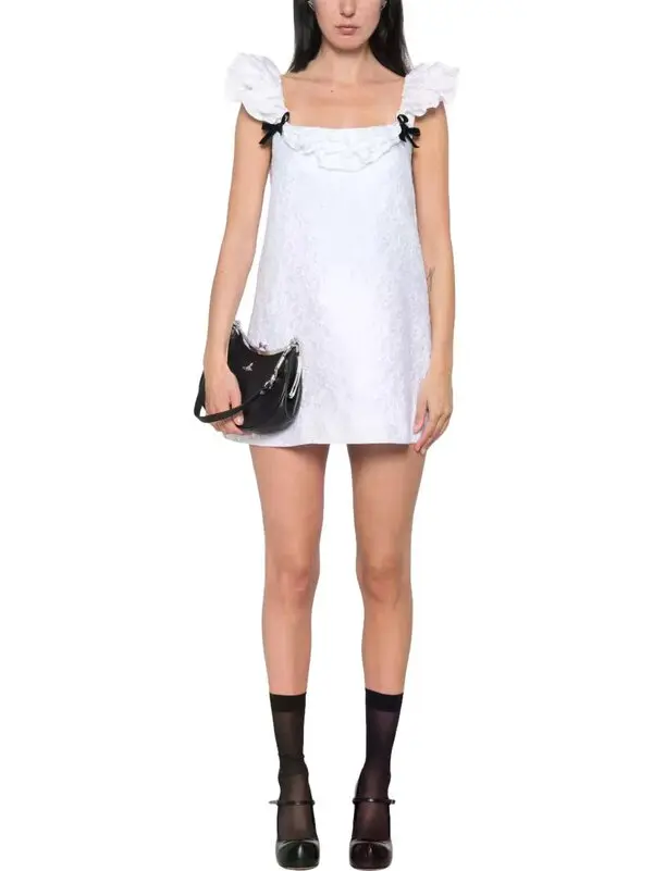 SHUSHU/TONG Ruffled Lace-trim Mini Dress - White