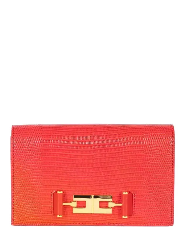 Elisabetta Franchi Lizard-effect Logo-plaque Shoulder Bag - Red