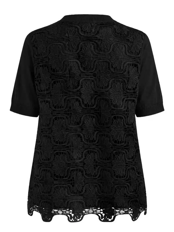 MEIMEIJ Macramé-panel Short-sleeve T-shirt - Black