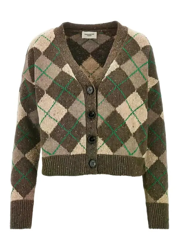 Max Mara Argyle-knit Button-up Cardigan - Brown