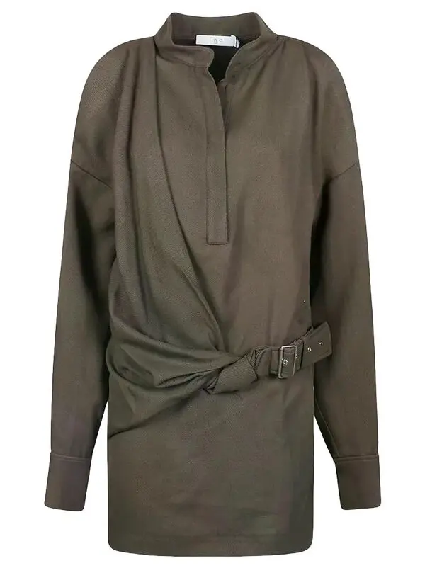 IRO PARIS Belted Draped Dress - Green