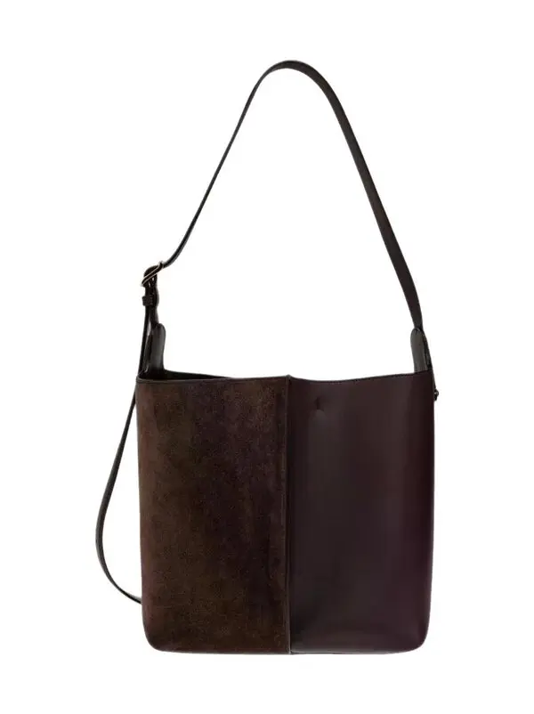Loewe Medium Bilbao Bucket Bag In Soft Calfskin And Suede - Brown