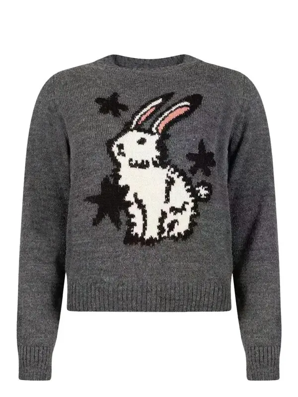 Max Mara Intarsia-knit Rabbit-motif Sweater - Grey