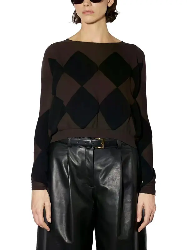 Liviana Conti Argyle-pattern Boat-neck Sweater - Brown