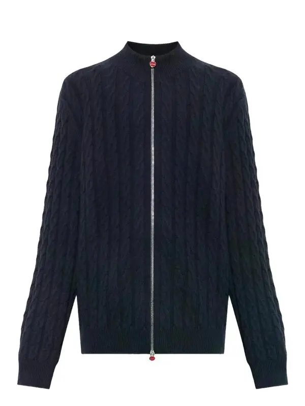 Kiton Cashmere Cable-knit Zip-up Cardigan - Blue