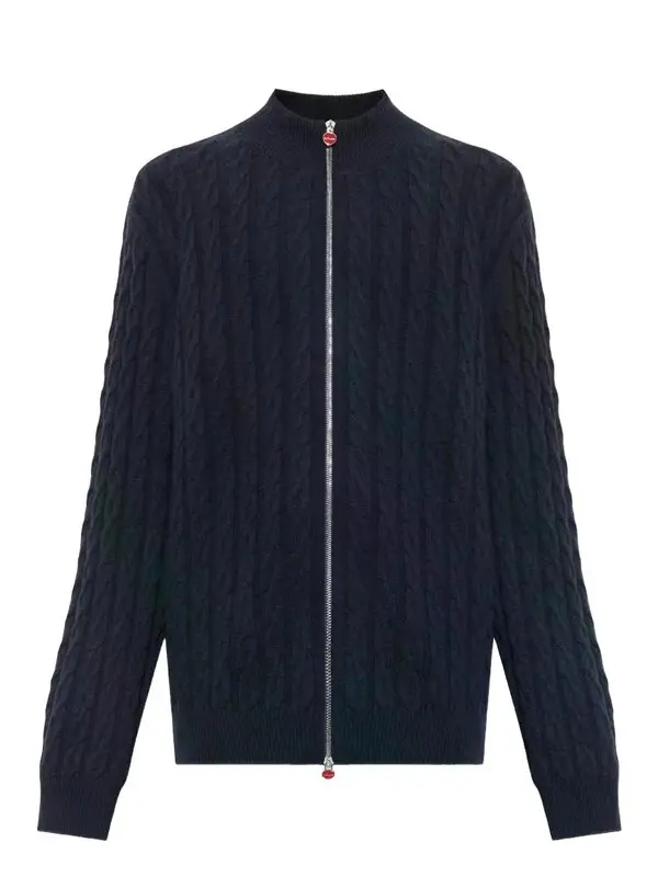 Kiton Cashmere Cable-knit Zip-up Cardigan - Blue
