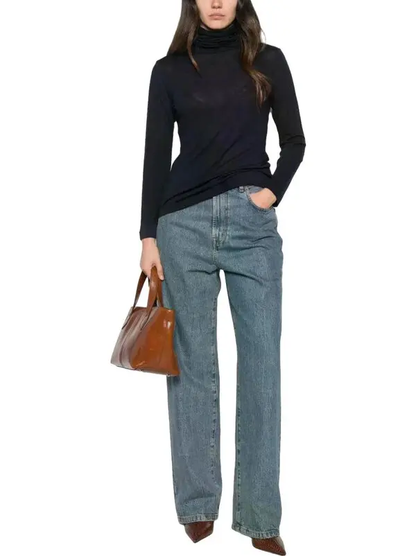 WHYCI Roll-neck Long-sleeve Top - Blue