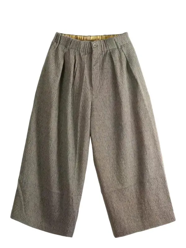 UMA WANG Chevron-pattern Pleated Trousers - Grey