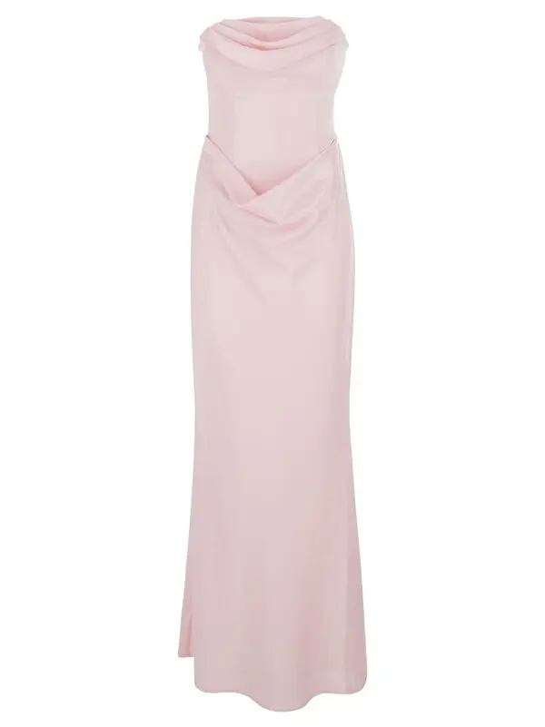 ROTATE BY BIRGER CHRISTENSEN Draped Tech Fabric Maxi Dress - Multicolor