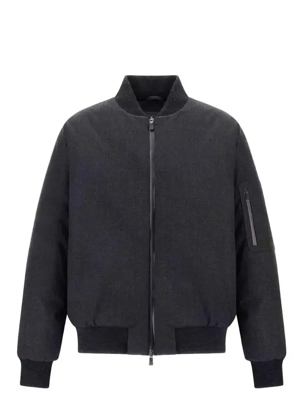 Herno Water-repellent Flannel Bomber Jacket - Grey
