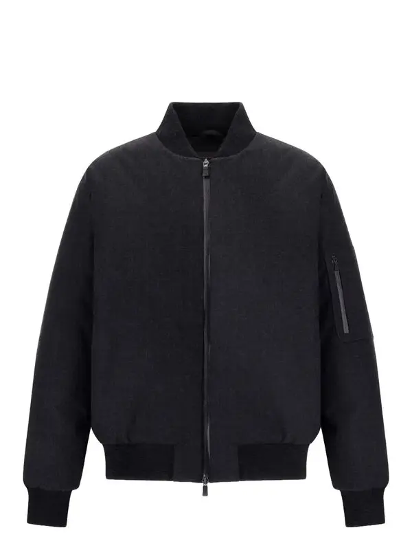 Herno Water-repellent Flannel Bomber Jacket - Grey