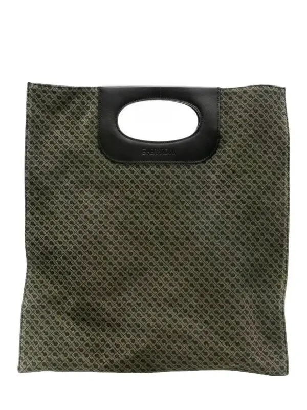GHERARDINI Monogram-pattern Leather-trim Tote Bag - Neutrals