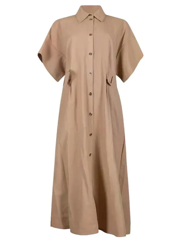 Pinko Belted Button-up Midi Dress - Neutrals