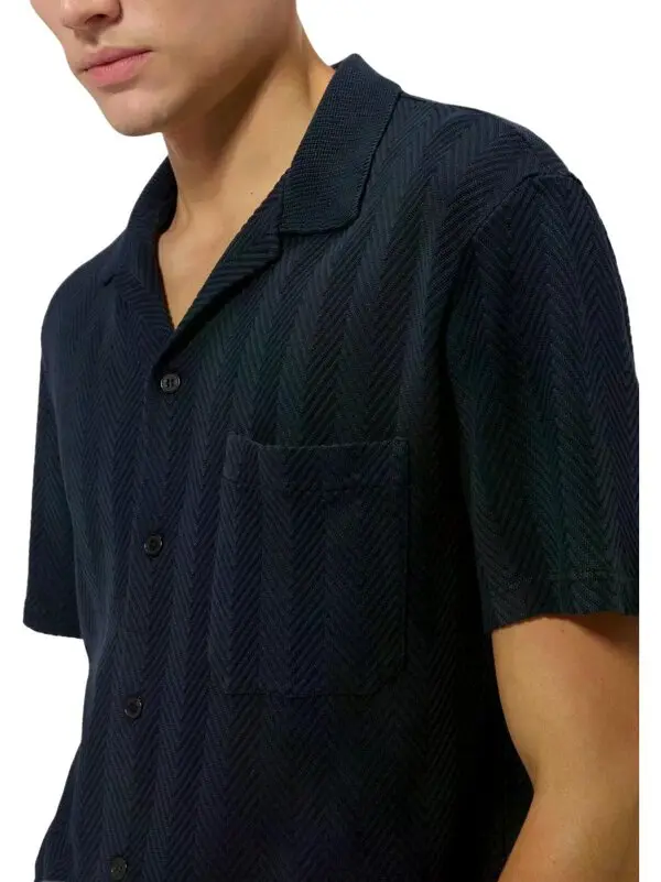 Missoni Tone-on-tone Chevron Cotton And Viscose Bowling Shirt - Blue