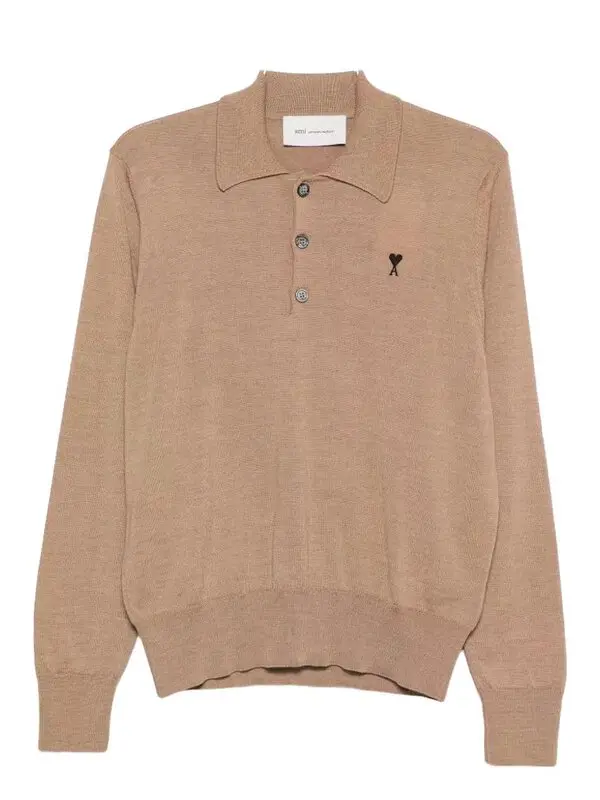 AMI Paris De Coeur Polo Shirt - Neutrals