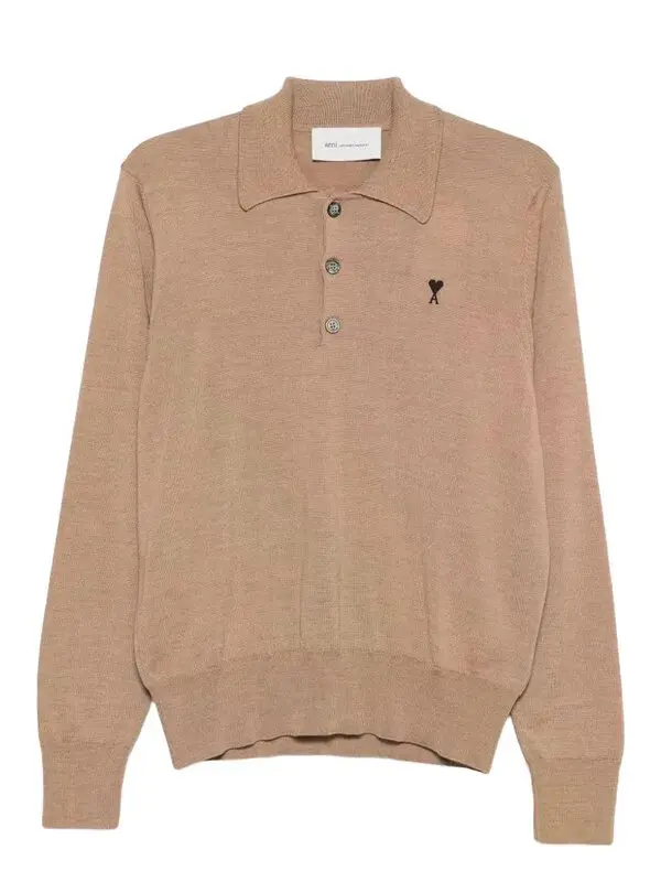 AMI Paris De Coeur Polo Shirt - Neutrals