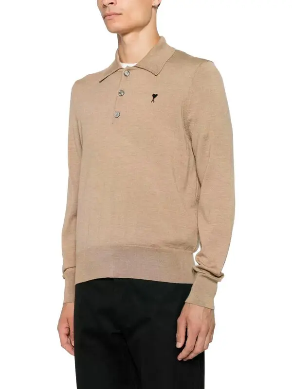 AMI Paris De Coeur Polo Shirt - Neutrals