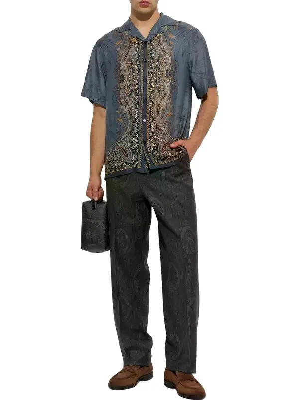 Etro Paisley-print Pleated Trousers - Grey