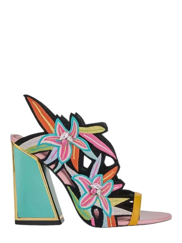 KAT MACONIE Diva Dee Embroidered Crystal-embellished Sandals - Black