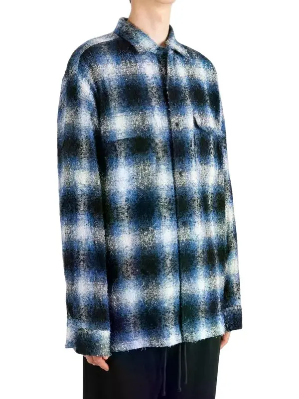 KOZABURO Check-pattern Distressed Shirt - Blue