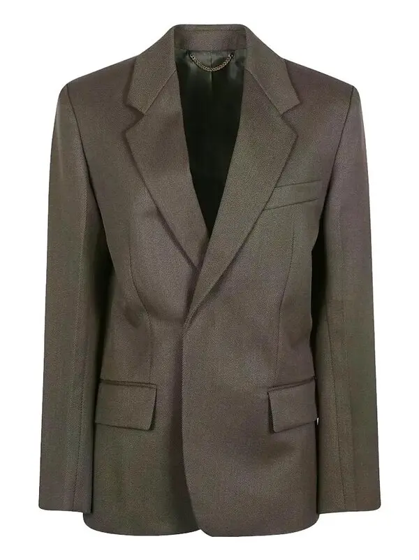 Victoria Beckham Twill Single-breasted Blazer - Green